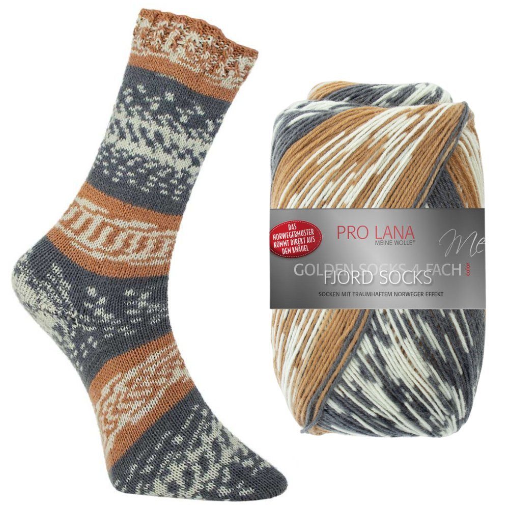 Pro Lana FJORD SOCKS Häkelwolle, 420 m (4-fach Sockenwolle mit zauberhaftem Norwegermuster), 100 g